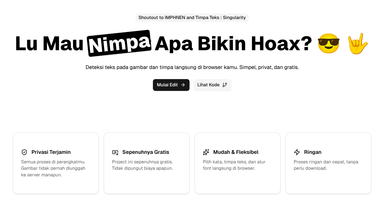 Timpa Teks - Lu Mau Nimpa Apa Bikin Hoax?